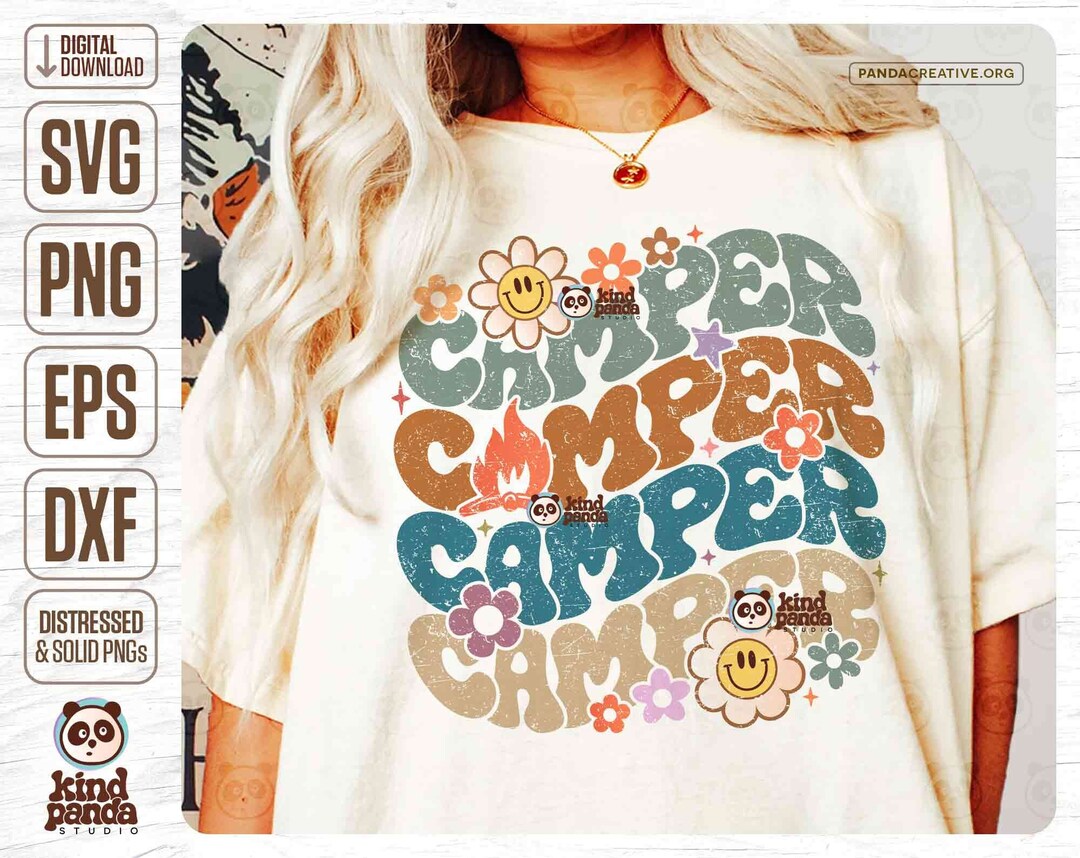 Groovy Floral Camper SVG PNG, Retro Happy Camper Png Sublimation ...