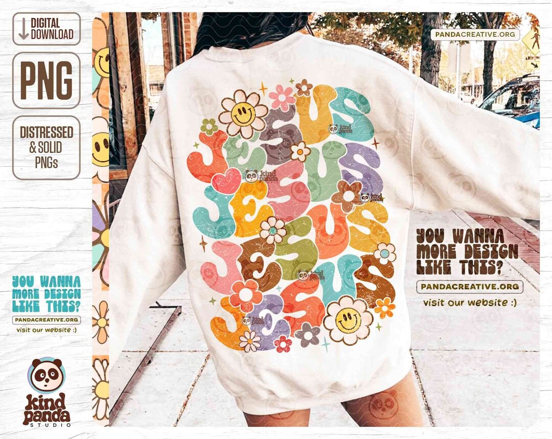 Groovy Jesus PNG Floral Retro Jesus Sublimation Trendy - Etsy