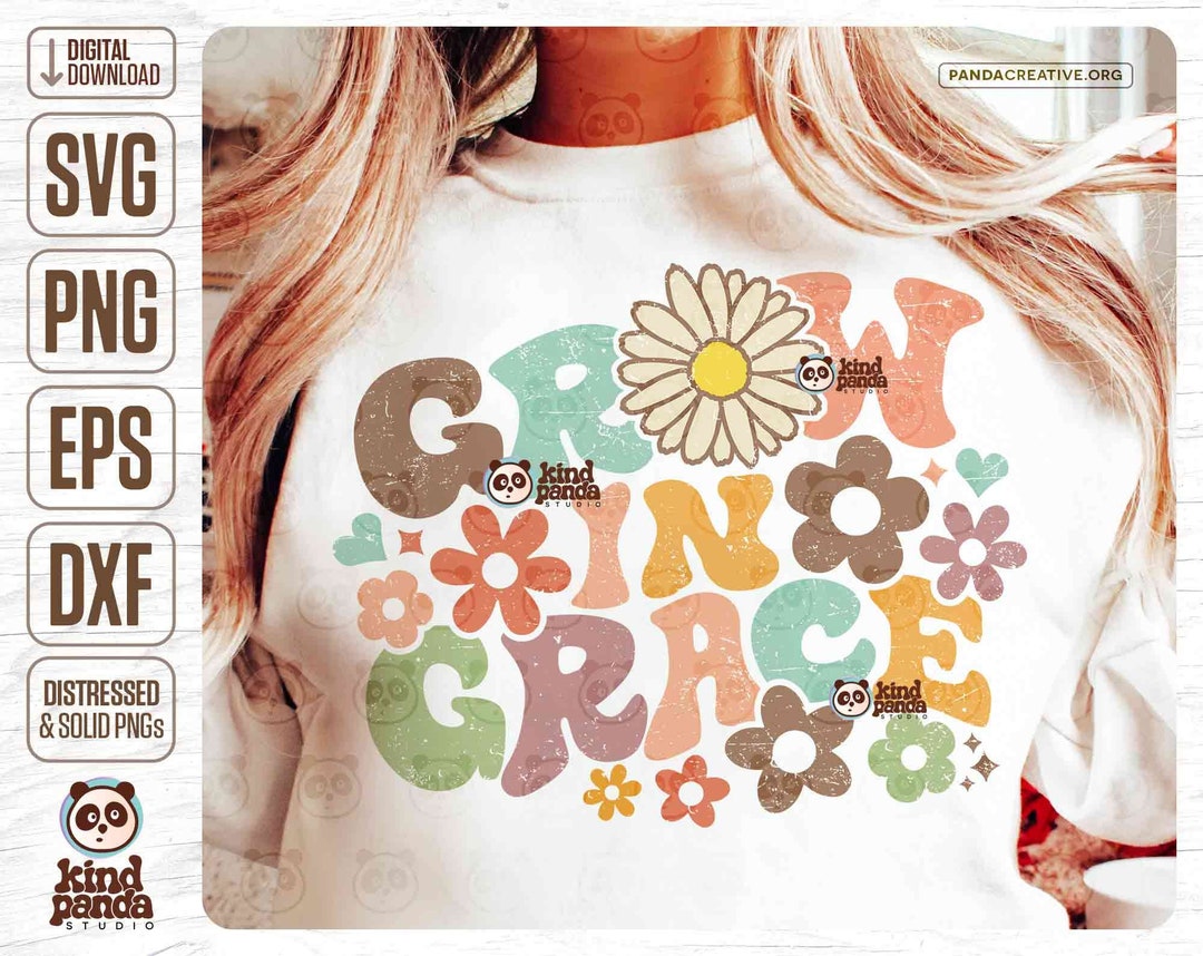 Grow in Grace SVG PNG Sublimation, Retro Christian Saying, Trendy ...
