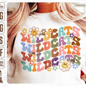 Floral Wildcats SVG PNG, Game Day Shirt Design, Grunge High School ...