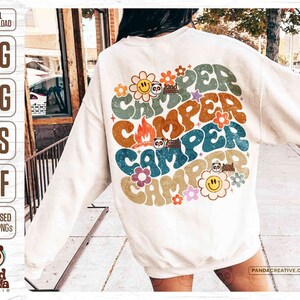 Groovy Floral Camper SVG PNG, Retro Happy Camper Png Sublimation ...