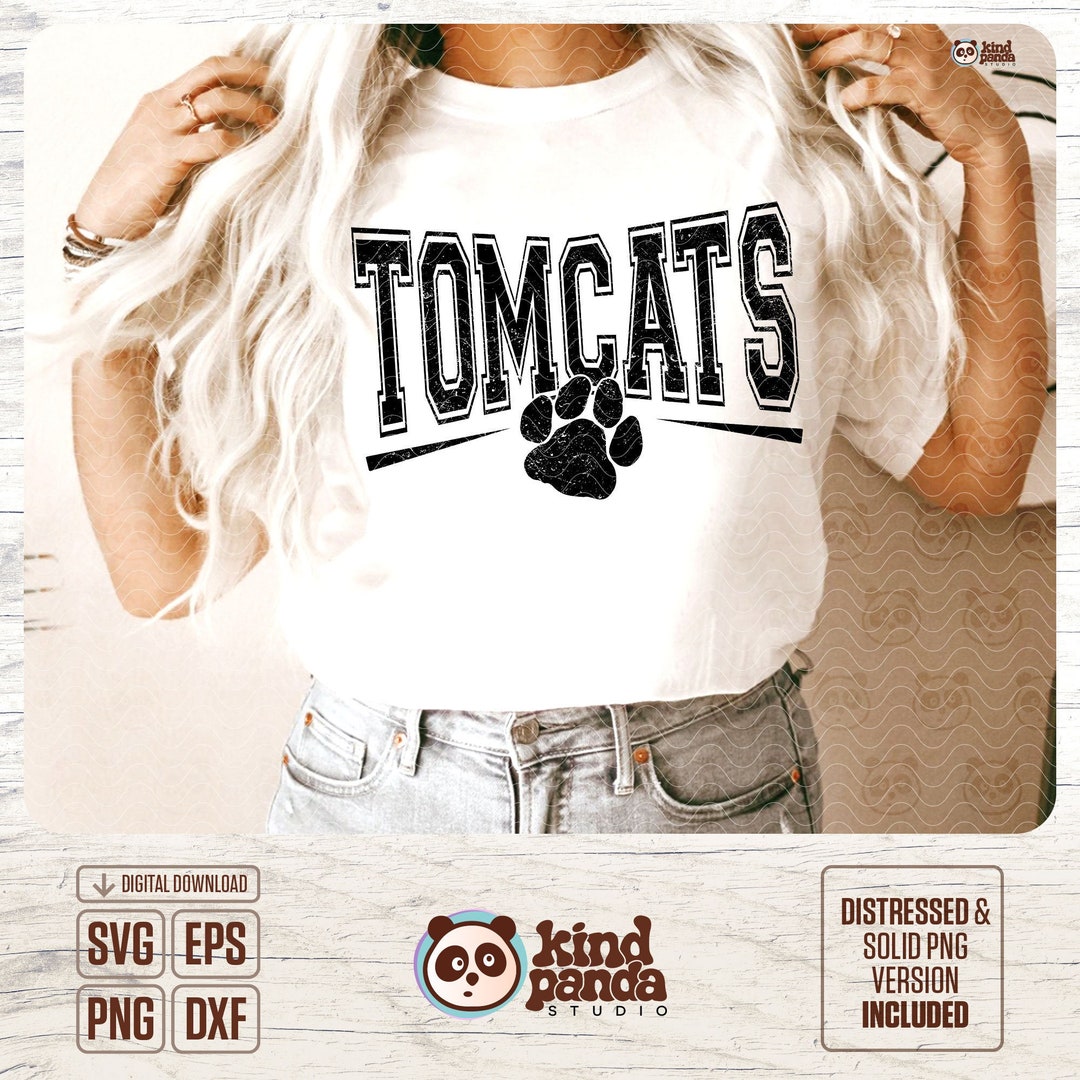 Tomcats SVG PNG DXF, Distressed Tomcat Paw Shirt Sublimation Design ...