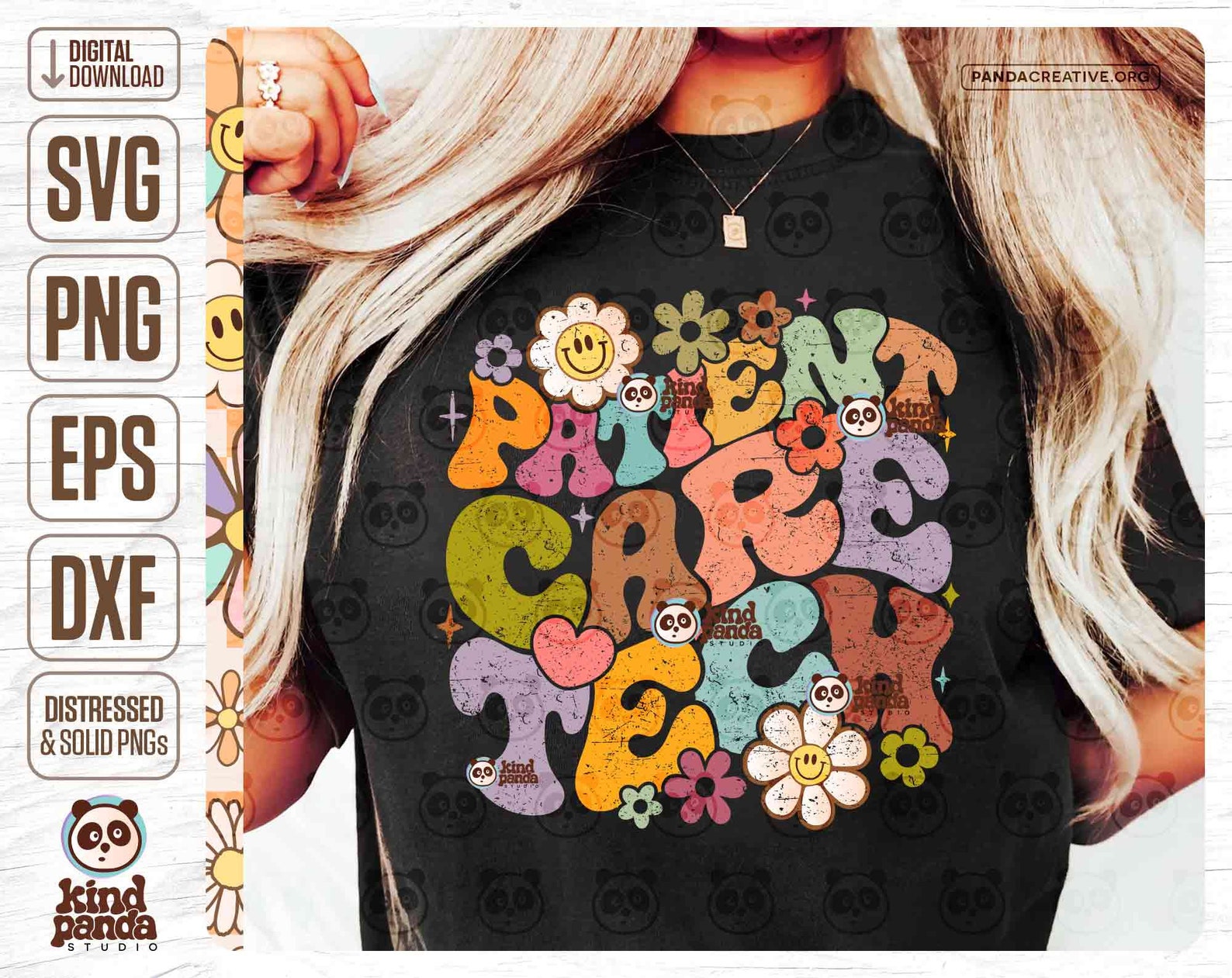 Retro Patient Care Tech SVG PNG Sublimation, Colorful Nurse Shirt ...
