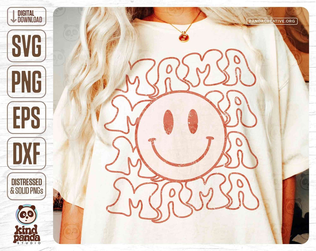 Smile Mama SVG PNG DXF, Retro Mom Sublimation, Happy Face Mom Shirt Svg ...
