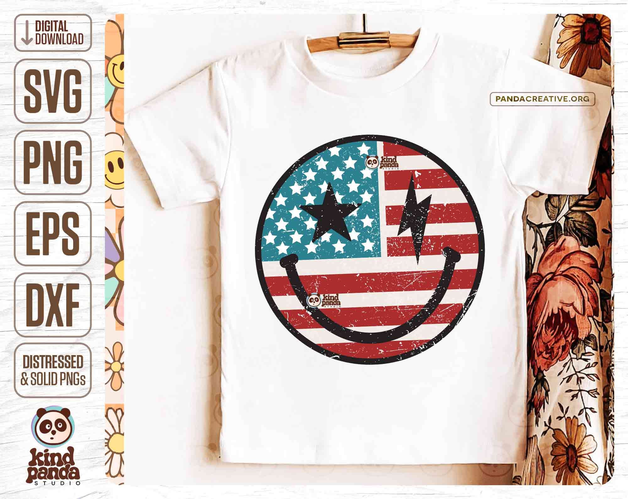 Retro Smile Face American Flag PNG SVG Distressed USA Flag - Etsy Canada