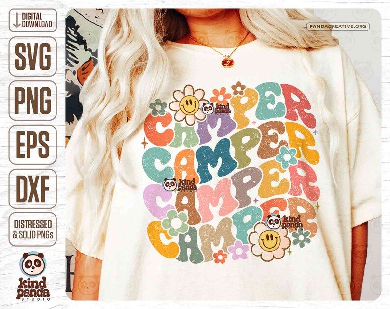 Retro Camper SVG PNG Groovy Happy Camper Sublimation - Etsy