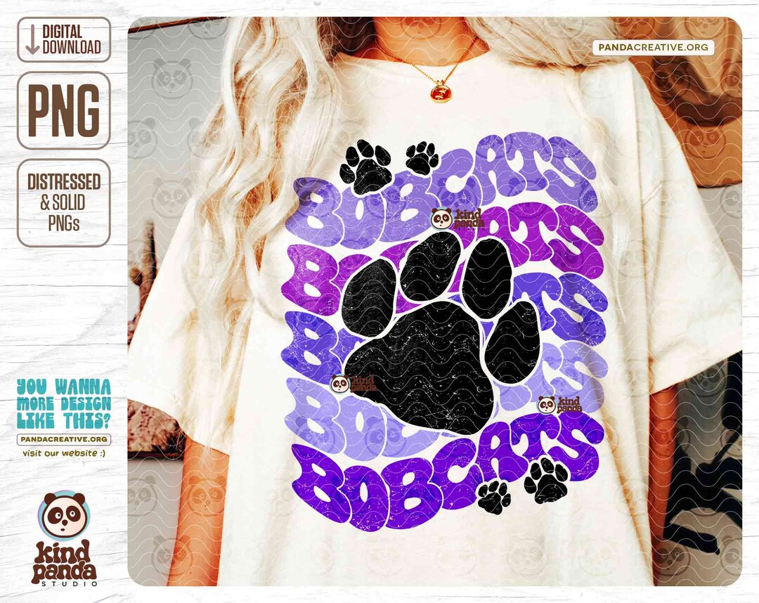 Retro Purple Bobcats PNG, Paws College Sports Team Sublimation, Vintage ...