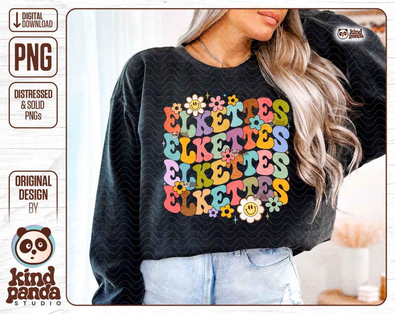 Floral Elkettes PNG, Elks Png, Mascot Png, Groovy Game Day Shirt Design ...