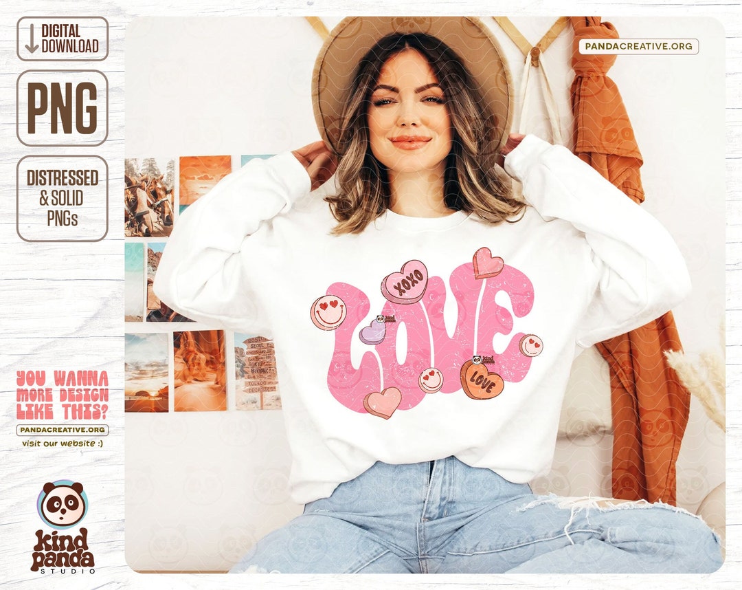 Groovy Pink Love PNG, Valentine's Day Png, Pink Valentine Shirt Design ...