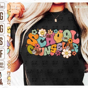 Retro School Counselor SVG PNG Sublimation, Groovy Floral Counselor ...