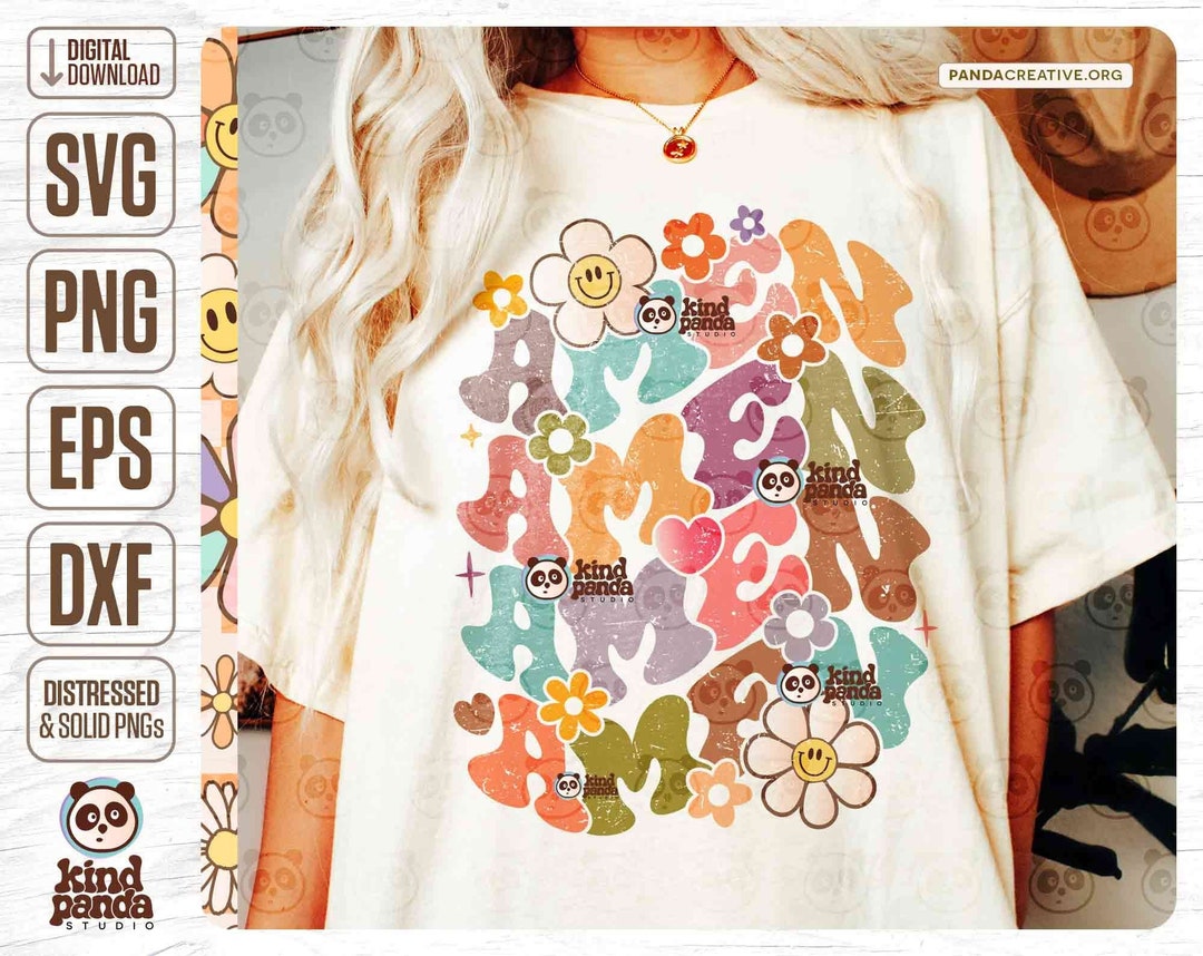 Groovy Amen SVG PNG, Retro Floral Christian Shirt Sublimation ...