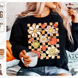 Checkered Fall PNG, Retro Fall Sublimation, Autumn Vibes, Smile Face ...