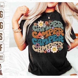Groovy Floral Camper SVG PNG, Retro Happy Camper Png Sublimation ...