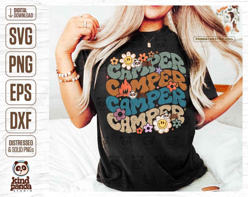 Groovy Floral Camper SVG PNG, Retro Happy Camper Png Sublimation ...