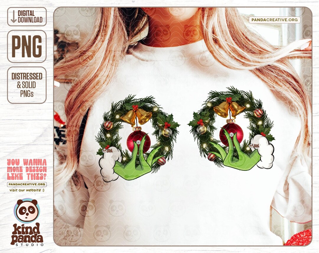 Christmas Boobs PNG Sublimation, Funny Wreath Ornament Boobies Shirt ...
