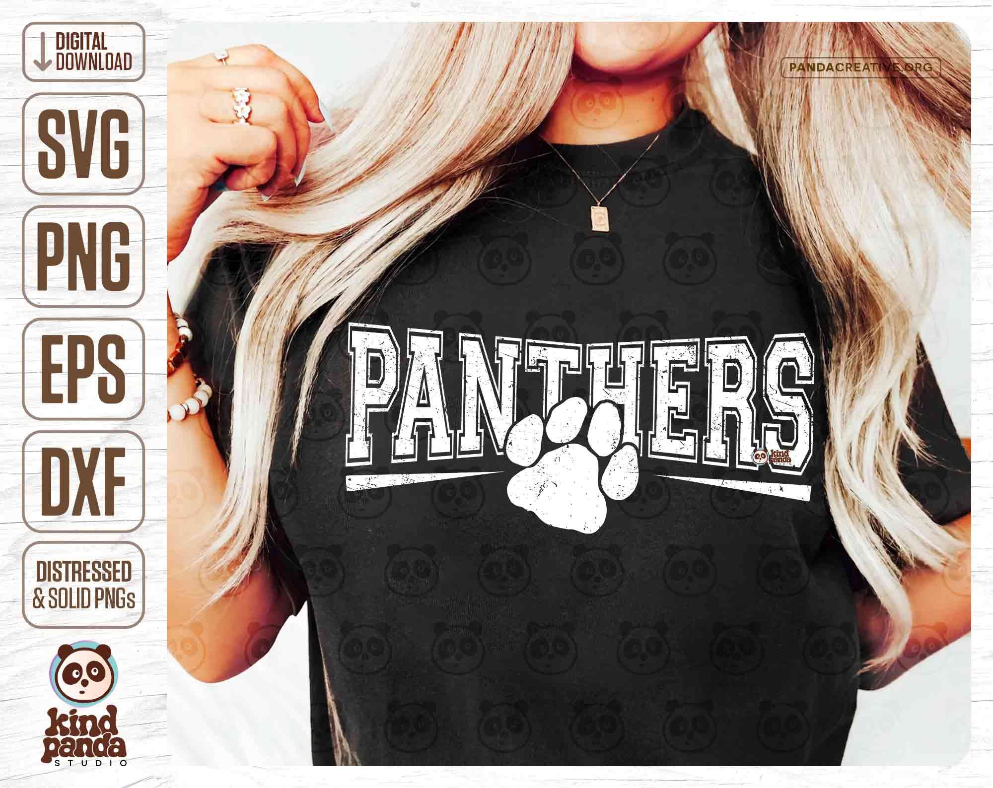 Panthers SVG PNG DXF, Distressed Panther Paw Shirt Sublimation Design ...
