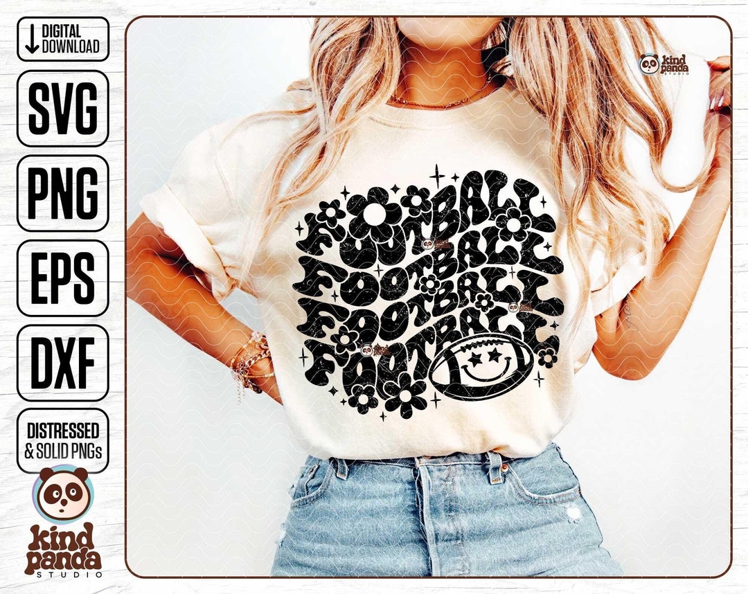 Groovy Football SVG PNG, Distressed Football T-shirt Png Sublimation ...