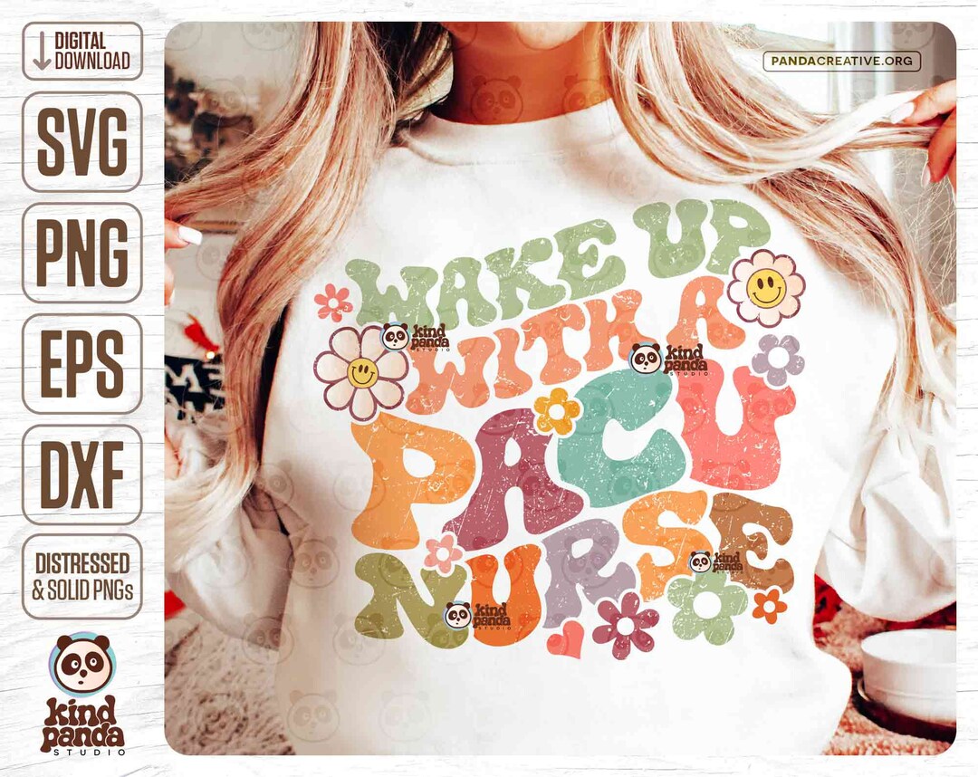 Retro PACU Nurse SVG PNG Wake up With a Pacu Nurse Groovy - Etsy