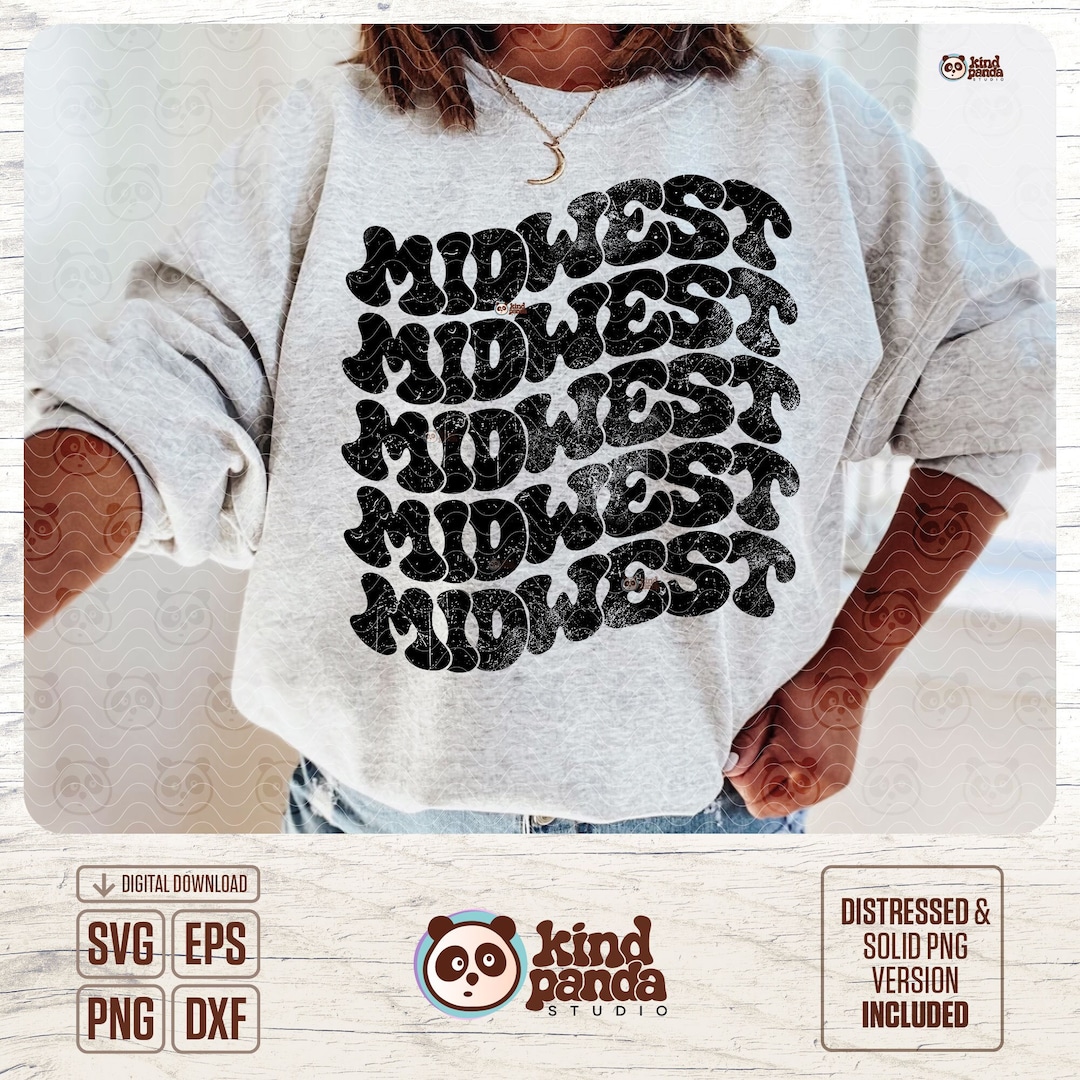 Wavy Midwest PNG SVG DXF, Groovy Midwest Svg Cut File, Midwesterner T ...