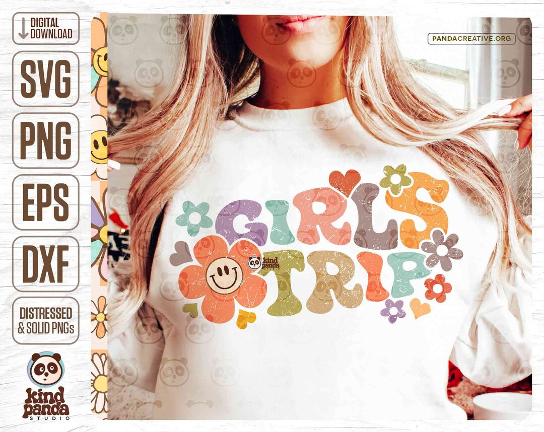 Retro Girls Trip SVG PNG Floral Sublimation, Groovy Girls Weekend ...