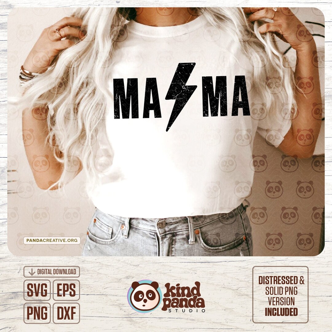Lightning Bolt Mama SVG PNG Sublimation, Rocker Mama, Thunder Bolt Mom ...