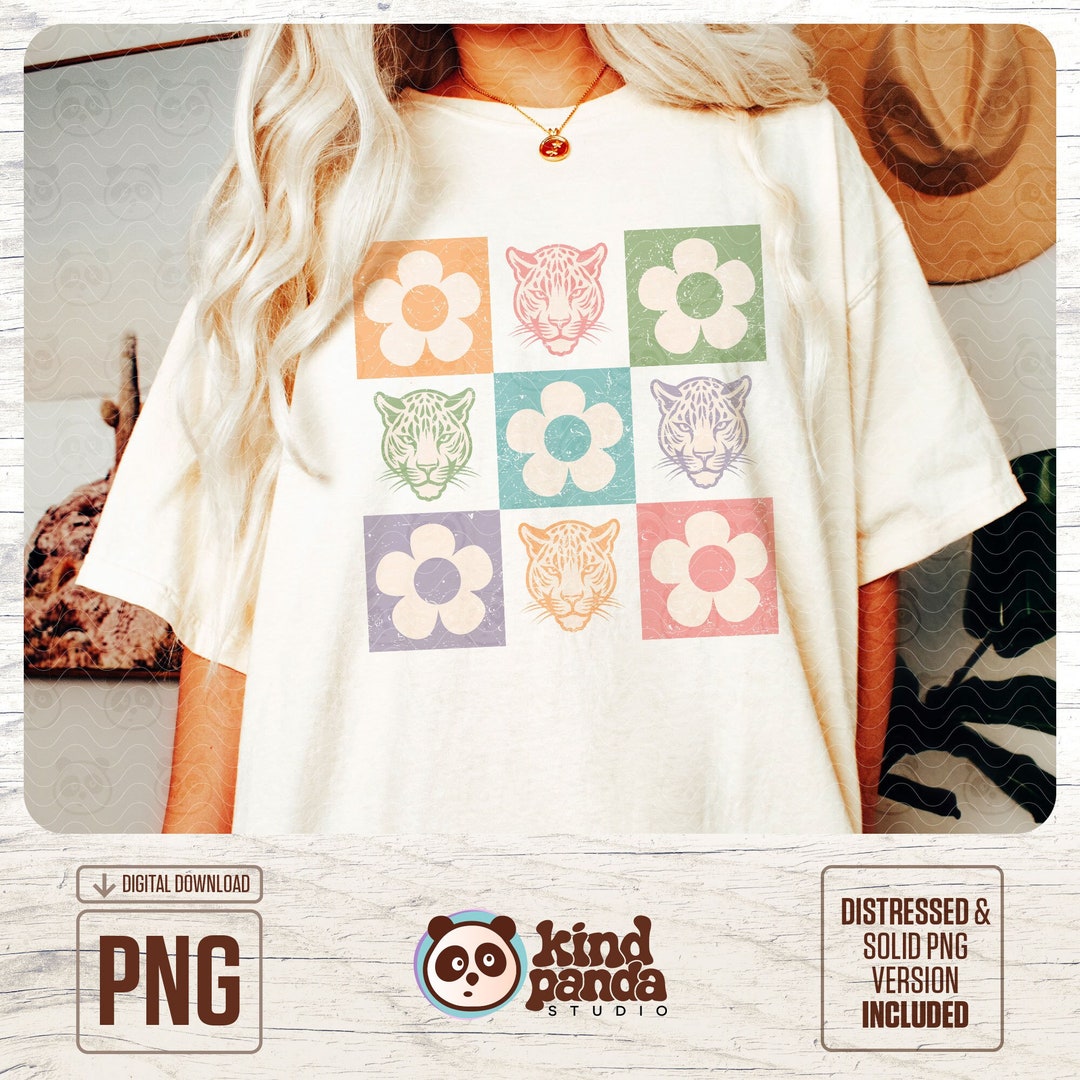 Checkered Leopard Flowers PNG Sublimation, Grunge Mascot T-shirt Design ...