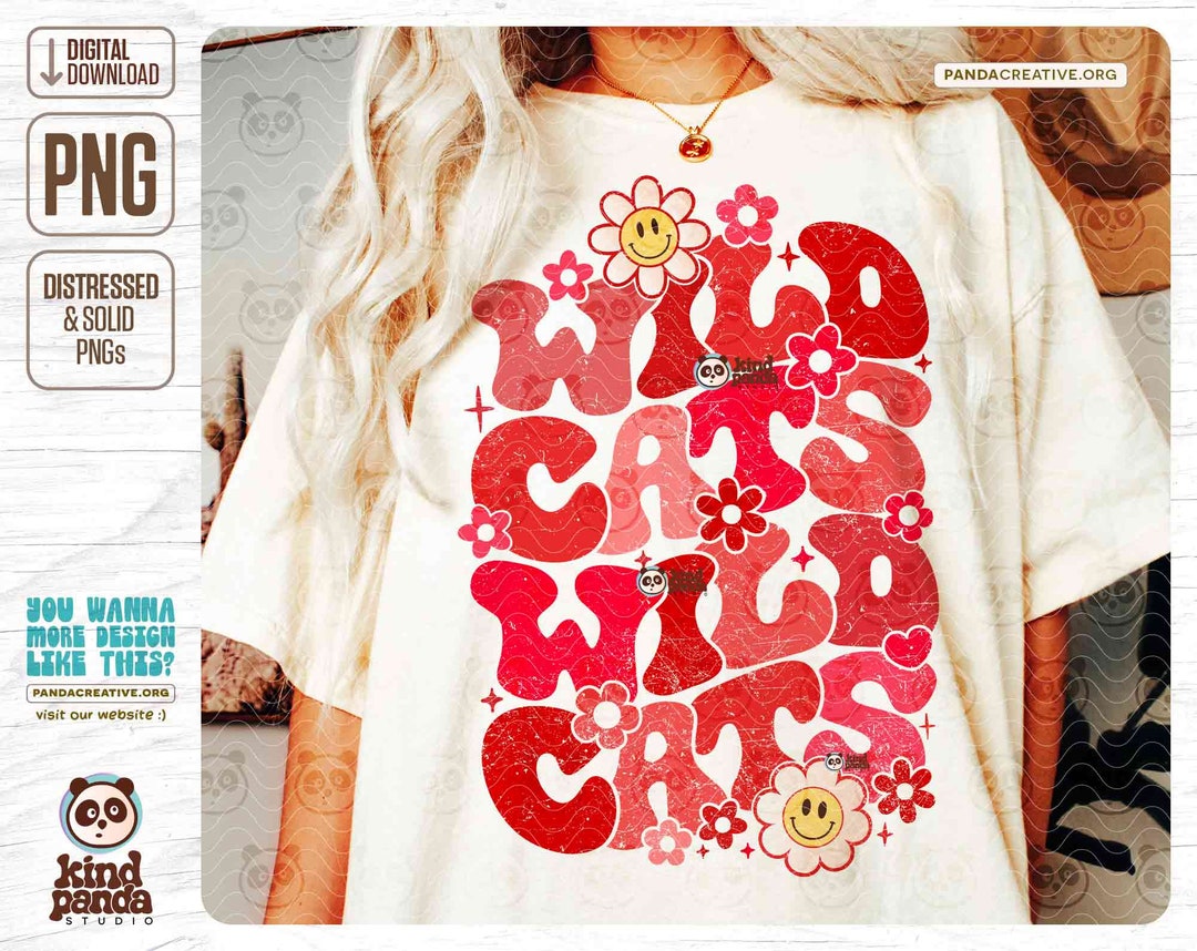 Retro Red Wildcats PNG, Maroon Floral Mascot Wildcats Sublimation ...