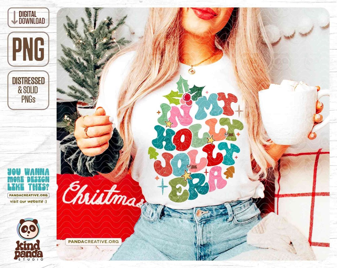 In My Holly Jolly Era PNG, Groovy Christmas Sublimation, Wavy Holiday ...