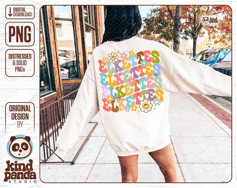Floral Elkettes PNG, Elks Png, Mascot Png, Groovy Game Day Shirt Design ...