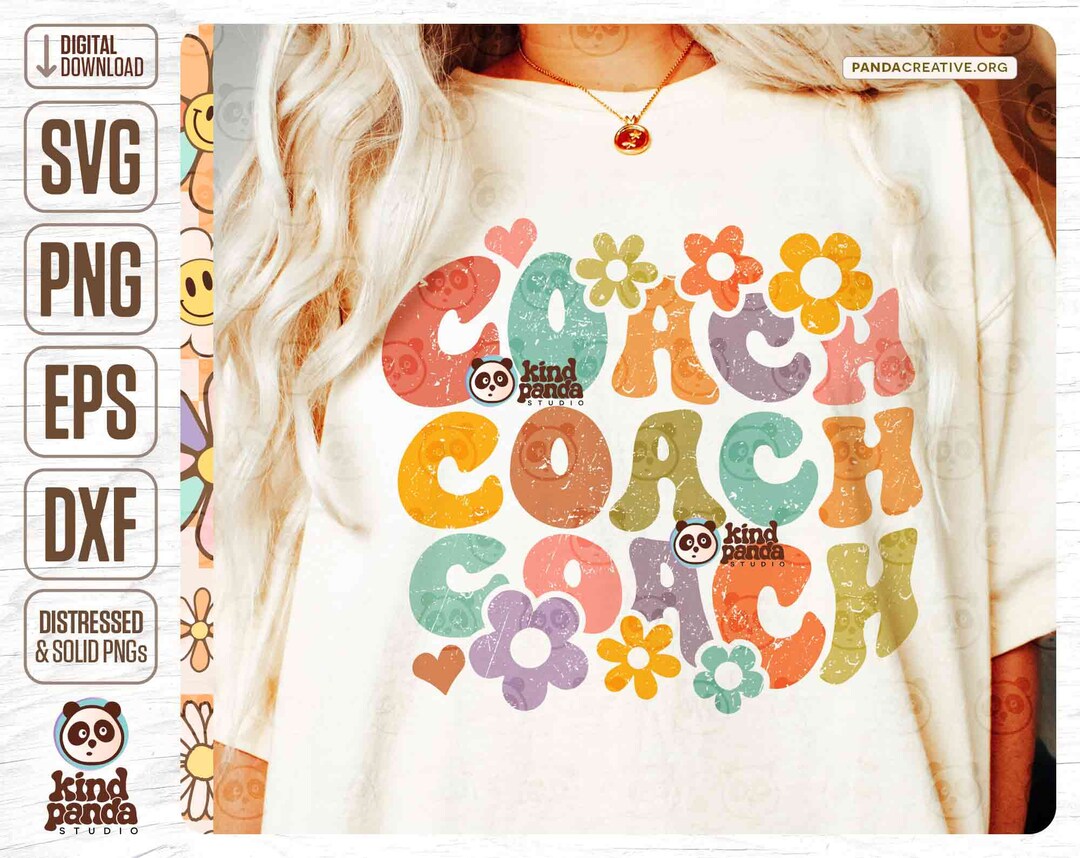 Floral Coach SVG PNG Sublimation / Retro Cheer Coach Shirt Design, Boho ...