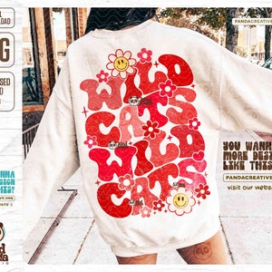 Retro Red Wildcats PNG, Maroon Floral Mascot Wildcats Sublimation ...