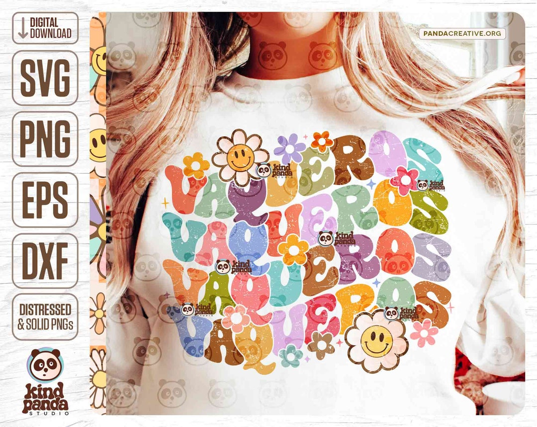 Floral Vaqueros SVG PNG Retro Game Day Shirt Design Groovy - Etsy