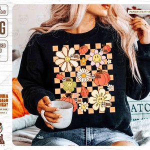 Checkered Fall PNG, Retro Fall Sublimation, Autumn Vibes, Smile Face ...