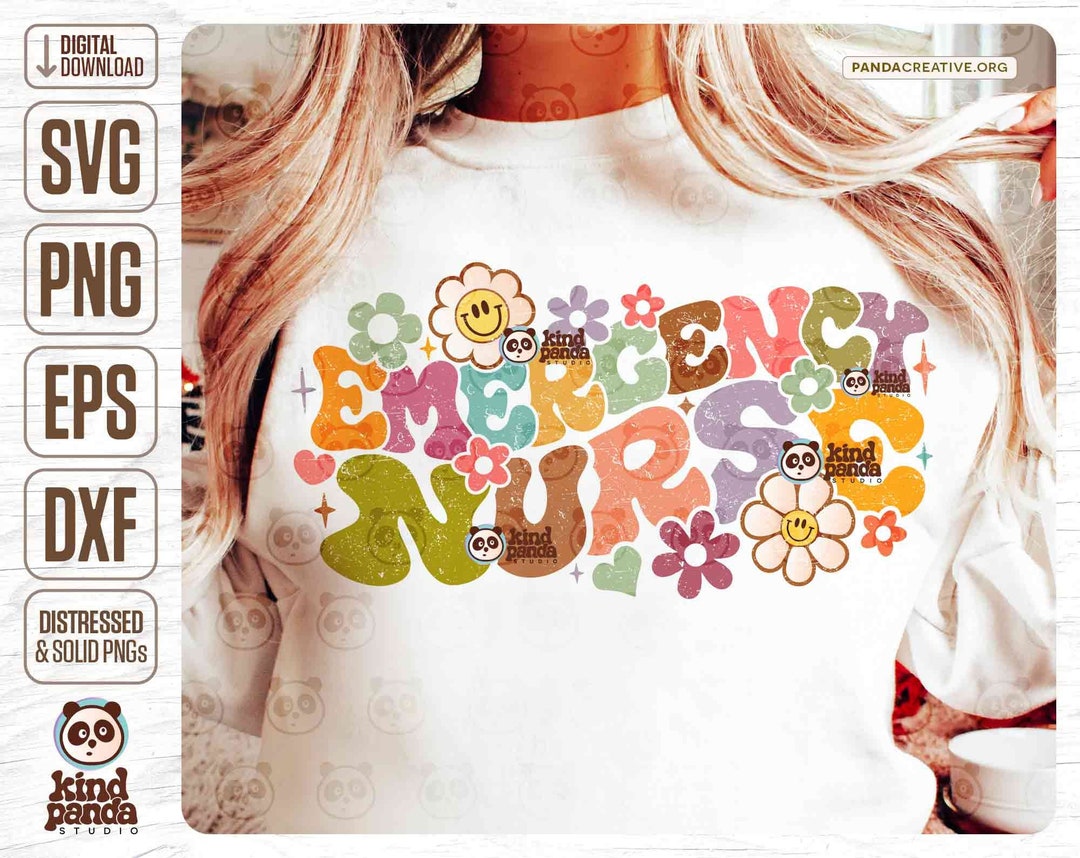 Groovy Emergency Nurse SVG PNG, Retro Sublimation, Floral ER Nurse ...