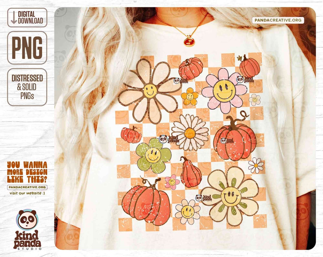 Checkered Fall PNG, Retro Fall Sublimation, Autumn Vibes, Smile Face ...