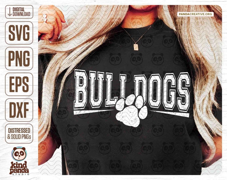Bulldogs SVG PNG DXF, Distressed Bulldog Paw Shirt Sublimation Design ...