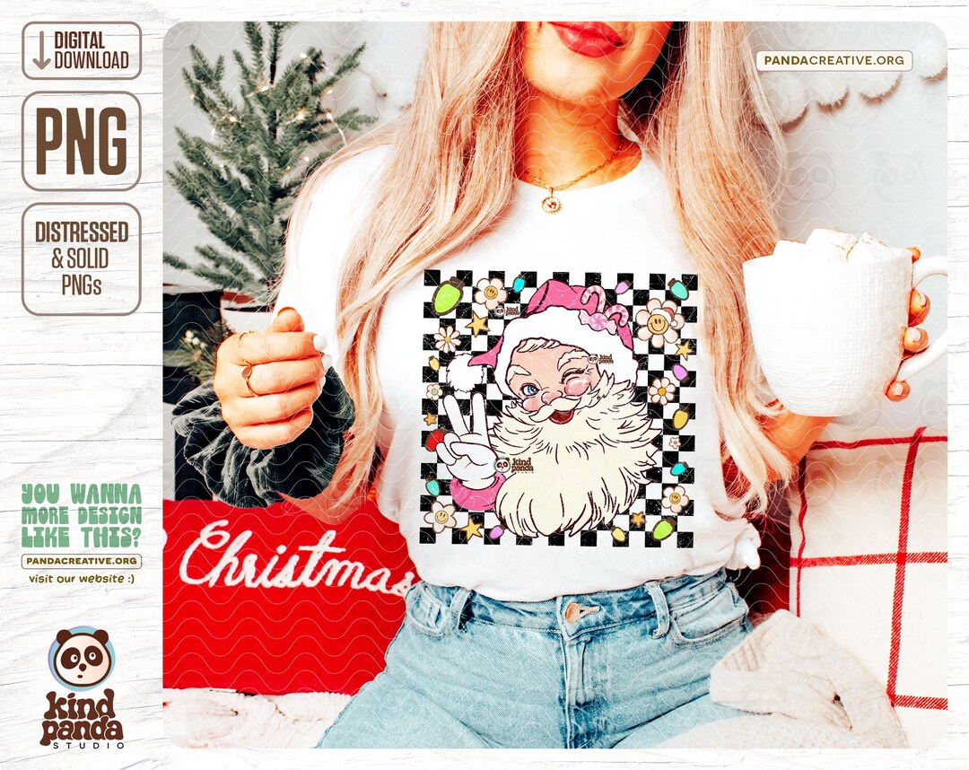Checkered Santa Claus Png Retro Santa PNG Merry Christmas - Etsy
