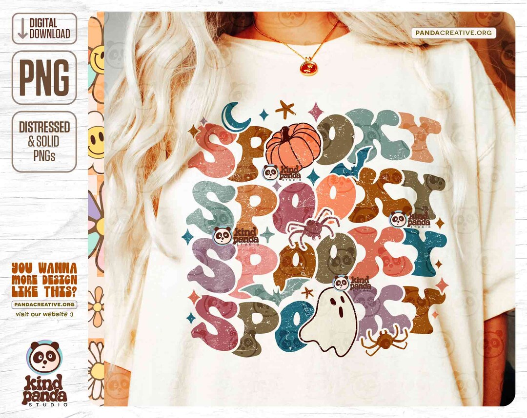 Retro Spooky PNG, Halloween Sublimation, Spooky Season, Groovy Pumpkin ...