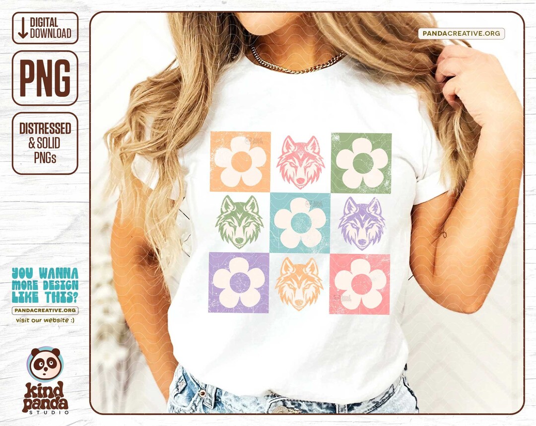 Flowers Checkered Coyotes PNG, Retro Mascot Shirt Sublimation Design ...