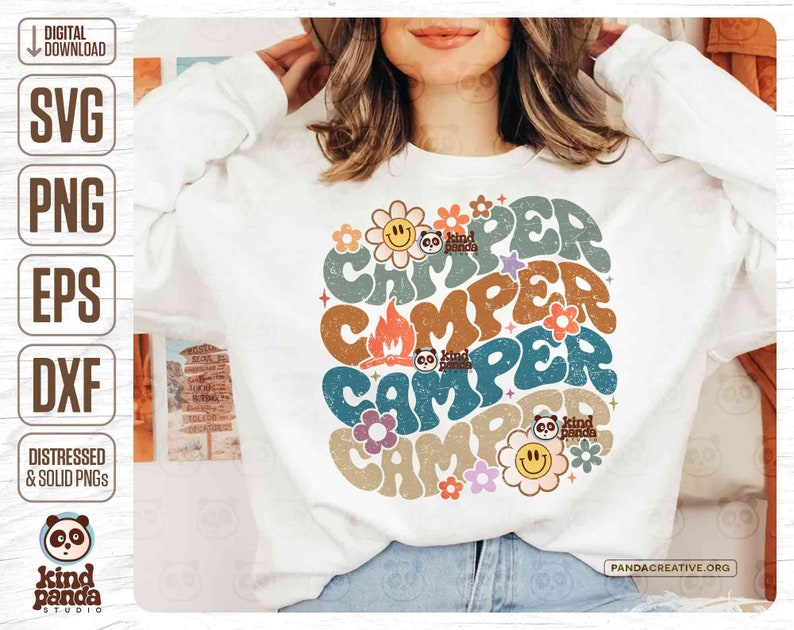 Groovy Floral Camper SVG PNG, Retro Happy Camper Png Sublimation ...