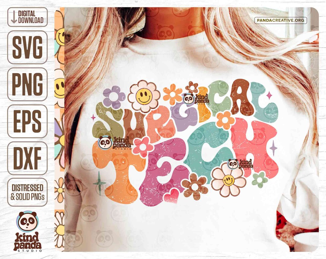 Groovy Surgical Tech SVG PNG, Floral Scrub Tech Shirt Hoodie Design ...