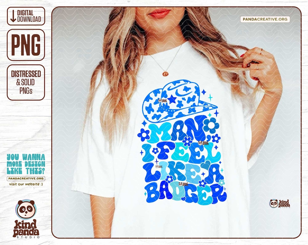 Floral Blue Badgers PNG, Man I Feel Like a Badger PNG, Western Mascot ...