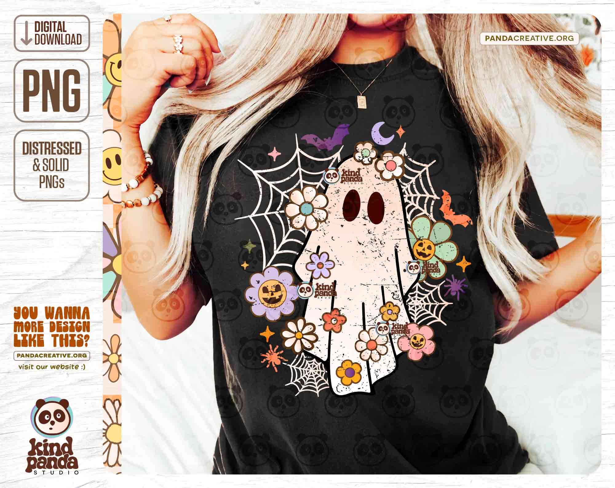 Floral Cute Ghost PNG, Spooky Sublimation, Retro Halloween Shirt PNG ...