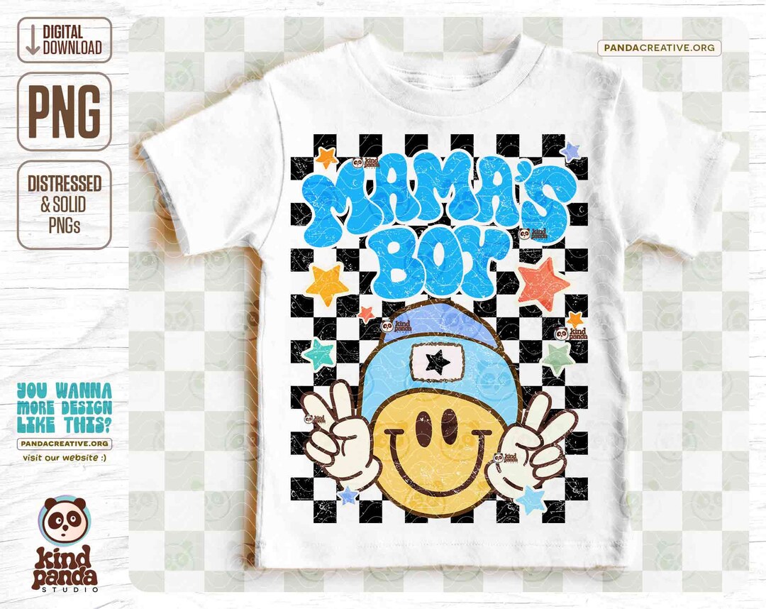 Checkered Boy PNG, Mama's Boy Png, Retro Toddler Sublimation, Peace ...