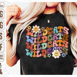 Floral Wildcats SVG PNG, Game Day Shirt Design, Grunge High School ...