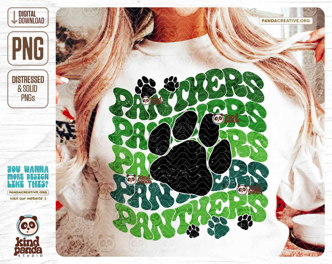 Retro Green Panthers PNG, Groovy Football Mascot Sublimation, School ...