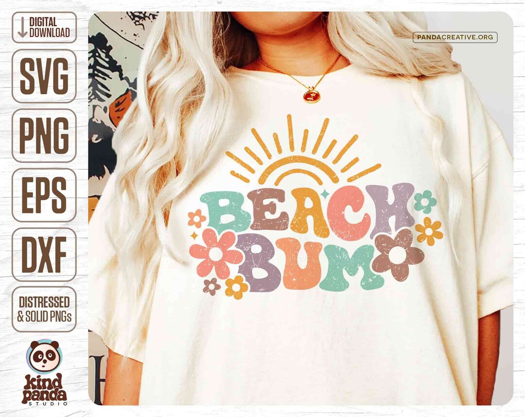 Floral Beach Bum SVG PNG, Retro Summer Sublimation, Boho Vacation Shirt ...