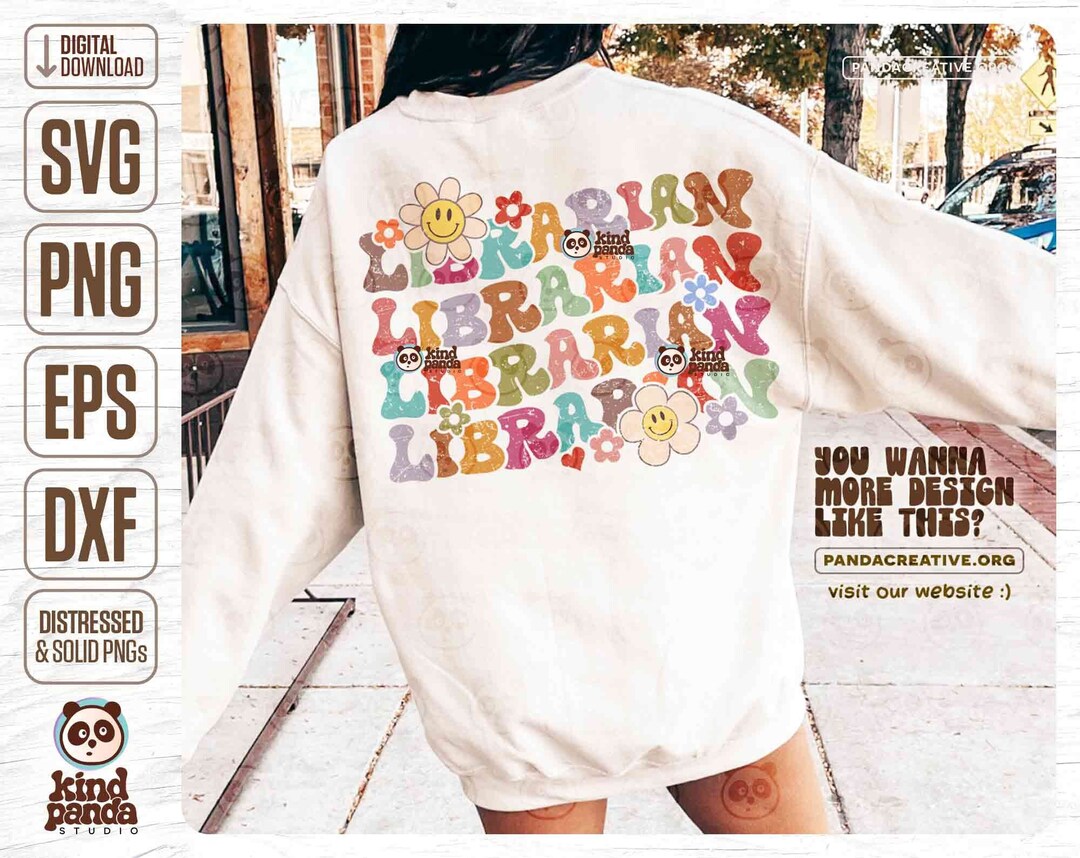 Floral Librarian SVG PNG Sublimation / Retro Bookish Shirt Design, Book ...