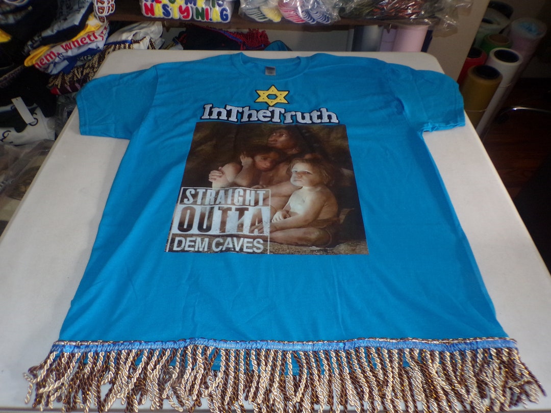Inthetruth Straight Outta Dem Caves Tropical Blue Tee Brown/gold ...