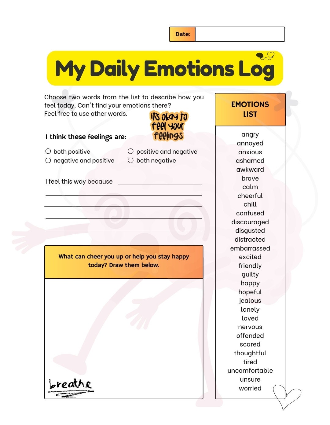 Daily Emotions Tracker - Etsy